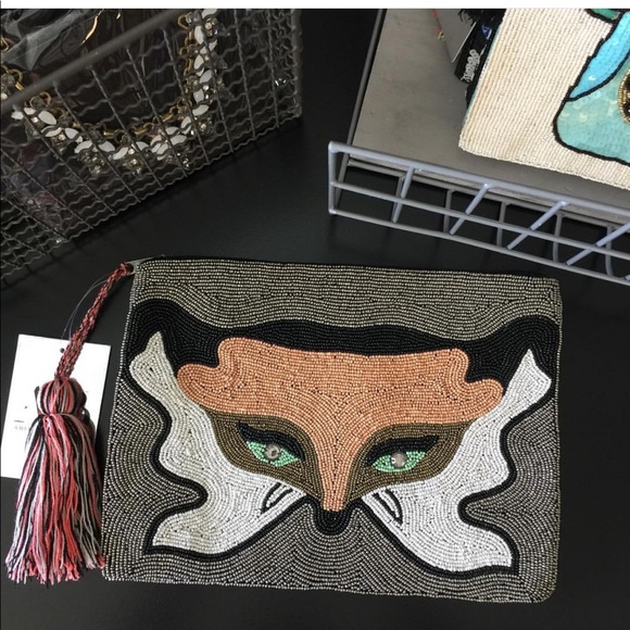 America & Beyond | Bags | India Handmade Beaded Fox Design Embroidered ...